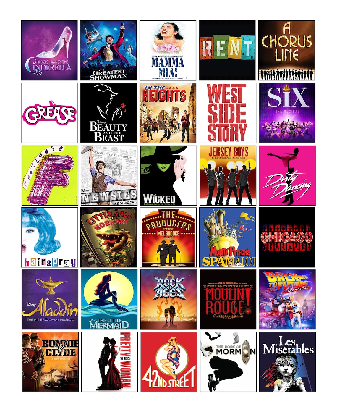 Broadway Musical Tribute Art- CUSTOM BROADWAY POSTER - 30 Shows ...