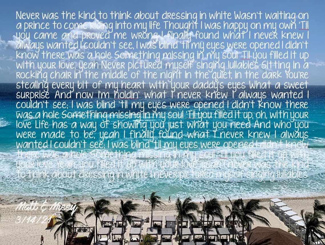 Custom Song Lyric Ocean Print Beach Song Art Ocean Art - Etsy