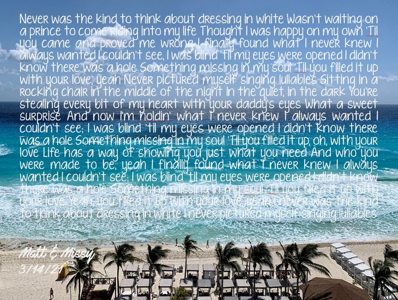 Custom Song Lyric Ocean Print- Beach Song Art- Ocean Art- Beach Theme ...