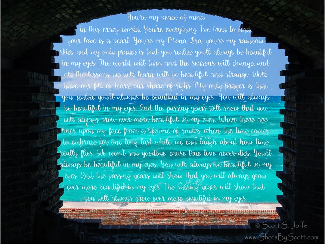 Custom Song Lyric Ocean Print- Beach Song Art- Caribbean Song Lyric Art ...
