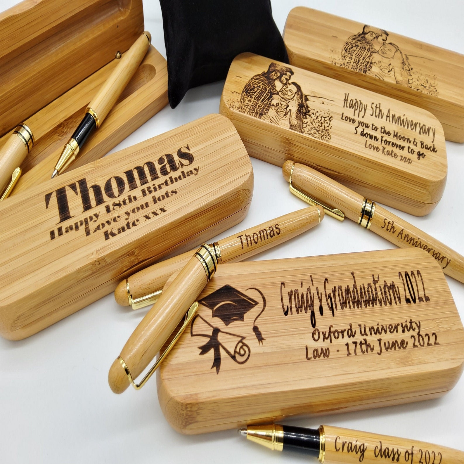 Personalized Engraved Wooden Ballpoint Pen Box Gift Set - Etsy UK