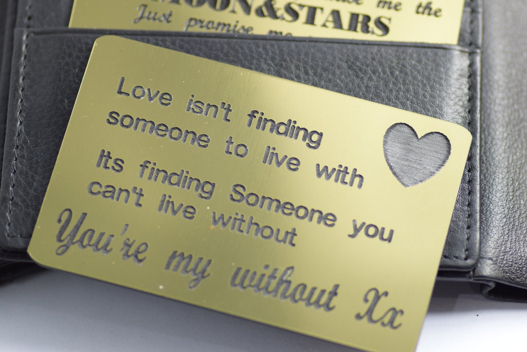 Personalized Gold Wallet Insert, Engraved Credit Card Size Gift - Etsy