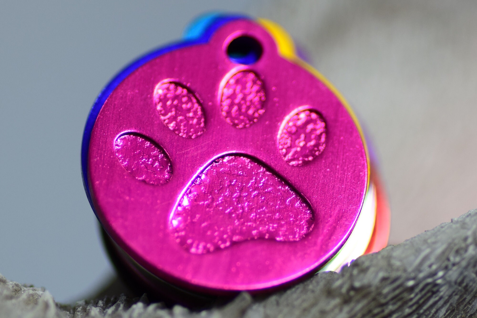 Pet tag id tag engraved personalised paw circle tag styles | Etsy