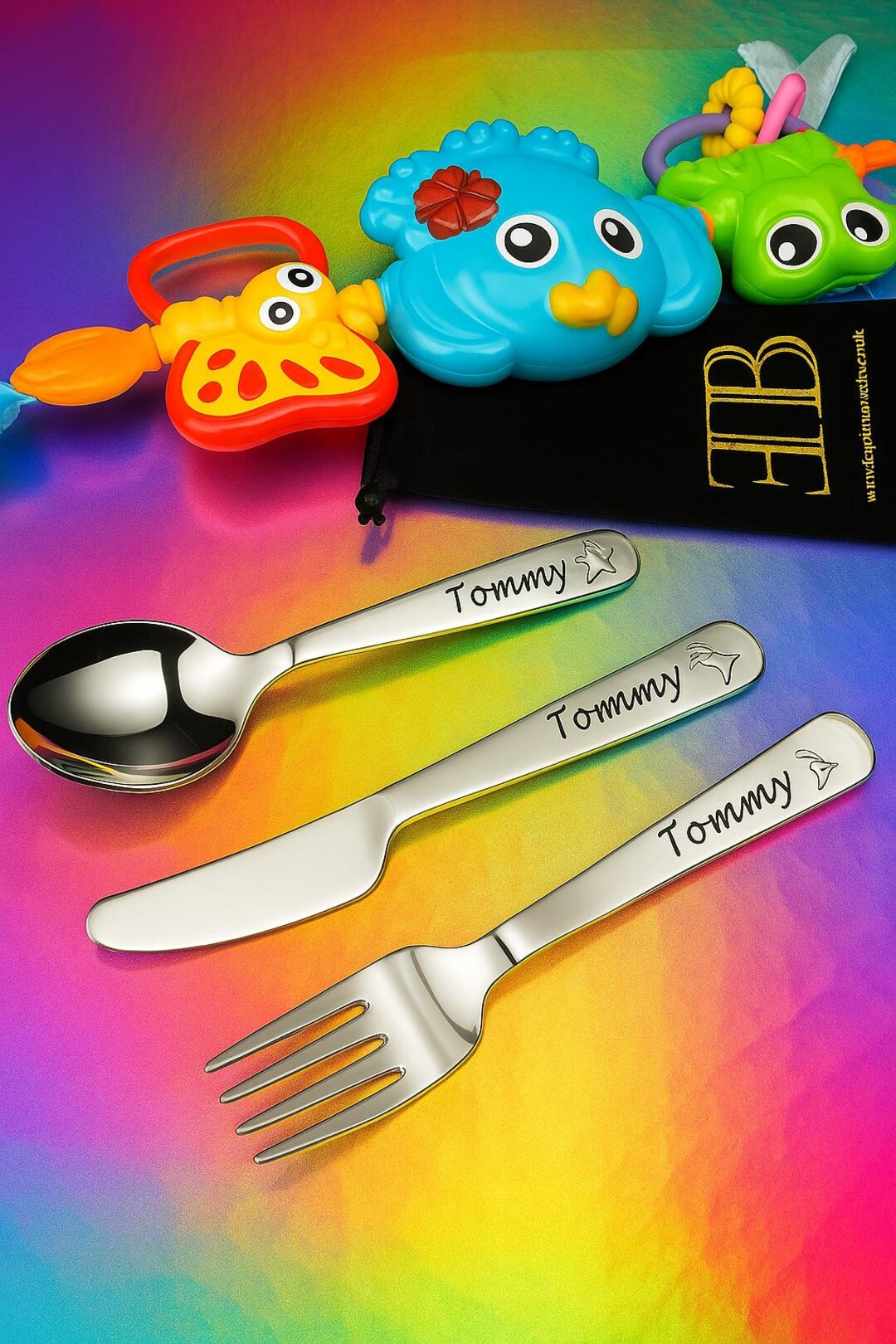 Personalised Kids Cutlery Set Stainless Steel Children Flatware 3pcs ...