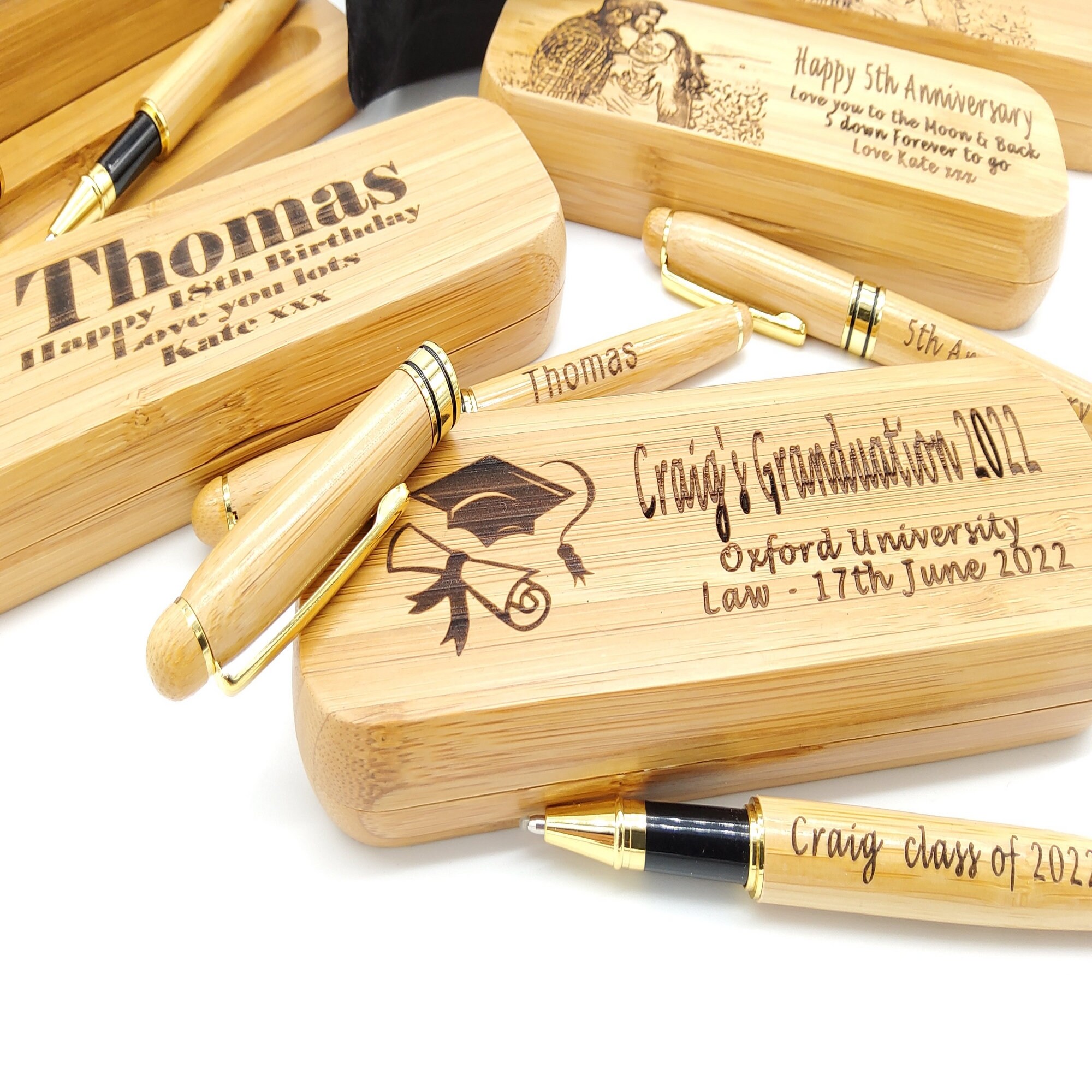 Personalized Engraved Wooden Ballpoint Pen Box Gift Set - Etsy UK
