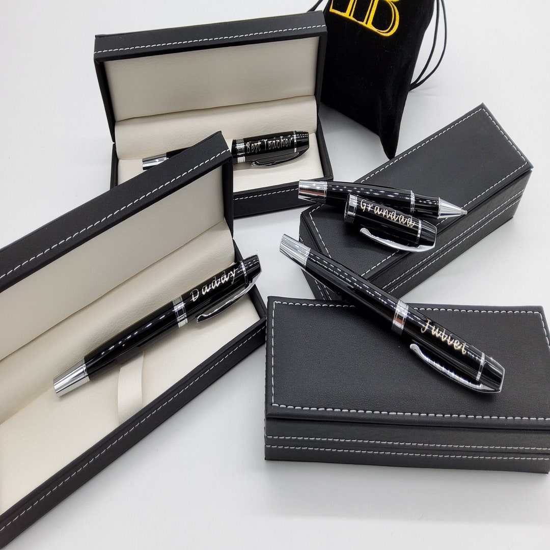 Personalized Engraved Wooden Ballpoint Pen Box Gift Set Grandad ...