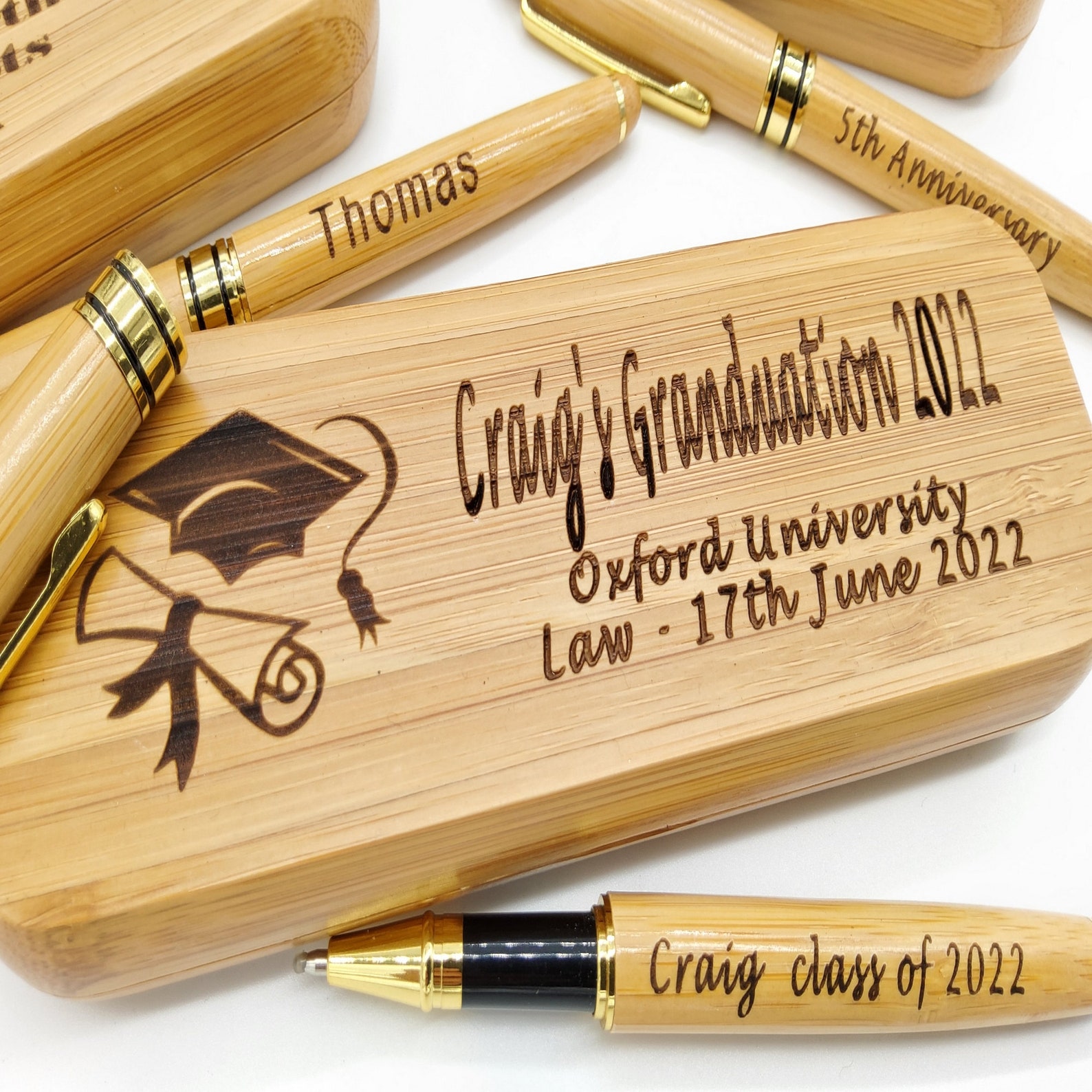 Personalized Engraved Wooden Ballpoint Pen Box Gift Set - Etsy UK
