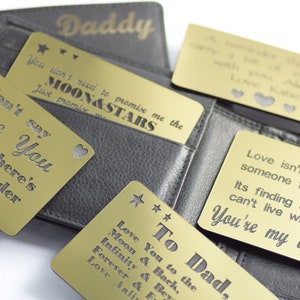 Mens Gold Wallet Insert Credit Card Sized Personalised Gift for Him ...