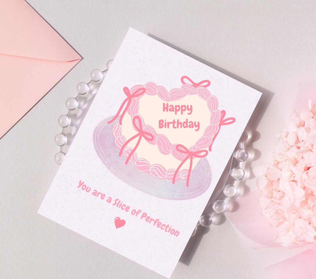 Printable Cute Birthday Card, Digital Birthday Card, Pretty Pink Card ...