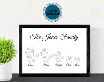 Handprint With Names Art - Etsy