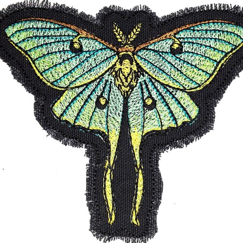 Luna Moth Moon Phase Embroidered Patch Canvas Patch Back - Etsy