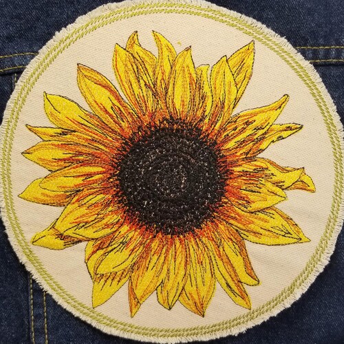 Sunflower Embroidered Patch Canvas Patch Jumbo Back Patch - Etsy