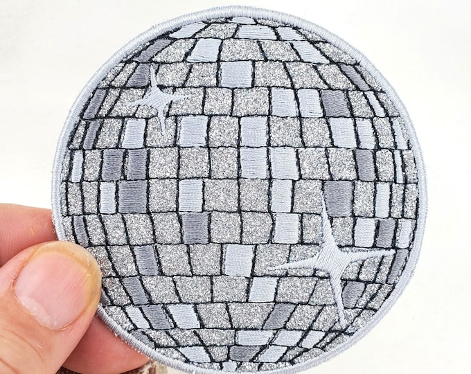 Disco Ball Embroidered Patch Backpack Patch Messenger Bag Patch Embroidery Glitter Disco Ball ...