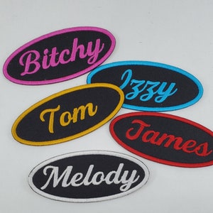 BLACK BACKGROUND Custom Name Patch Embroidered Iron on Name Tag ...