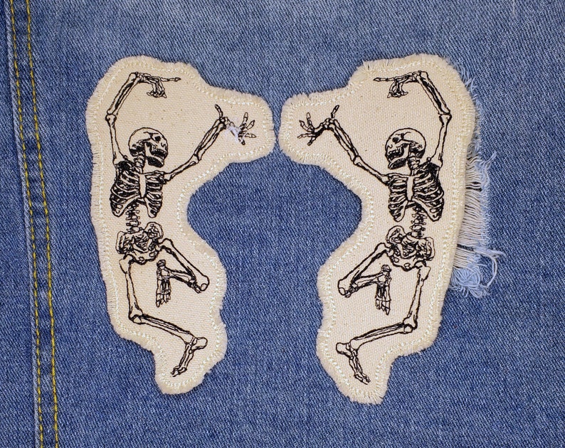 Dancing Skeleton Embroidered Patch Canvas Patch Hole in My - Etsy