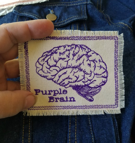 Purple Brain Embroidered Patch Canvas Patch - Etsy