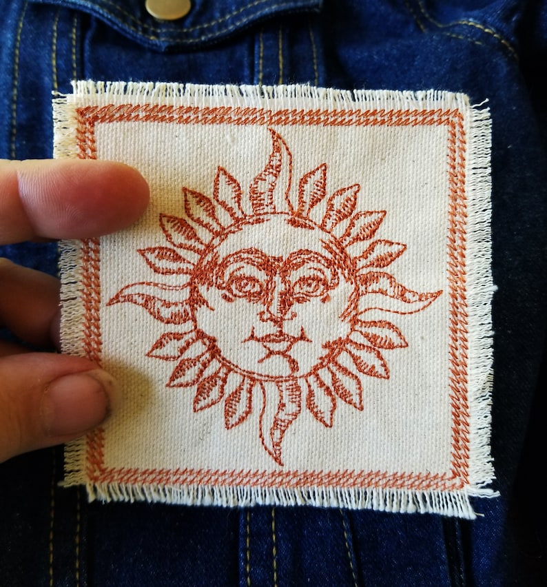 Sun Embroidered Patch Celestial Canvas Patch - Etsy