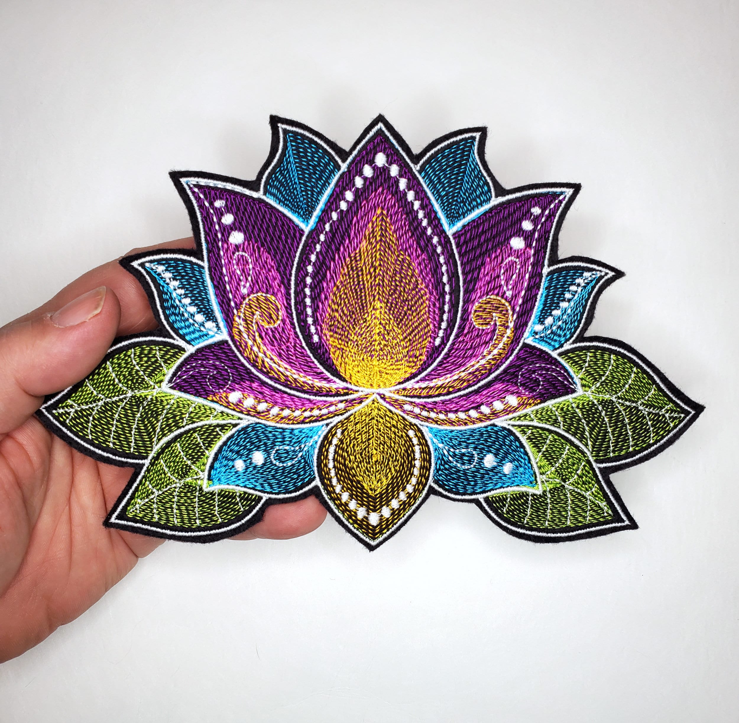 Large Lotus Embroidered Patch Colorful Mandala Colorful - Etsy