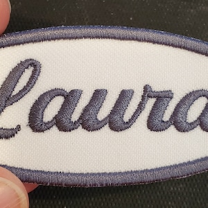 Personalized Name Embroidered Iron on Name Tag - Garage Name Tag - Name ...
