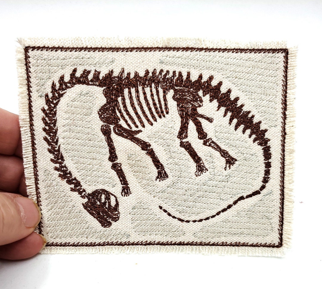 Brachiosaurus Fossil Embroidered Canvas Patch - Back Pack Patch - Patch ...