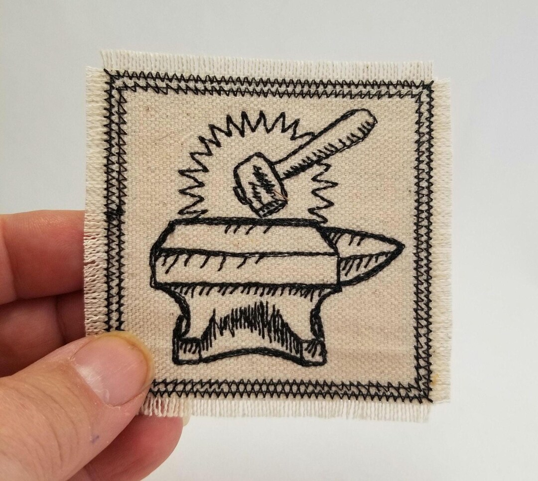 Forge Hammer and Anvil Embroidered Patch Canvas Patch Blacksmith - Etsy