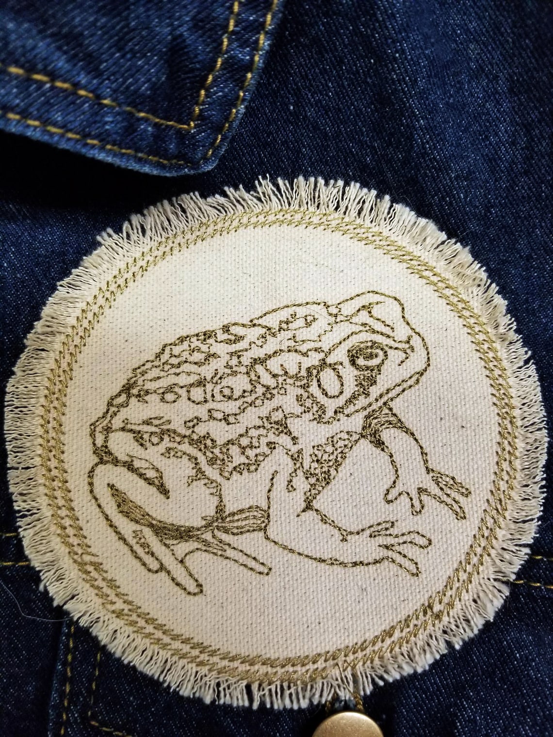 Toad Embroidered Patch Canvas Patch Toad Art | Etsy