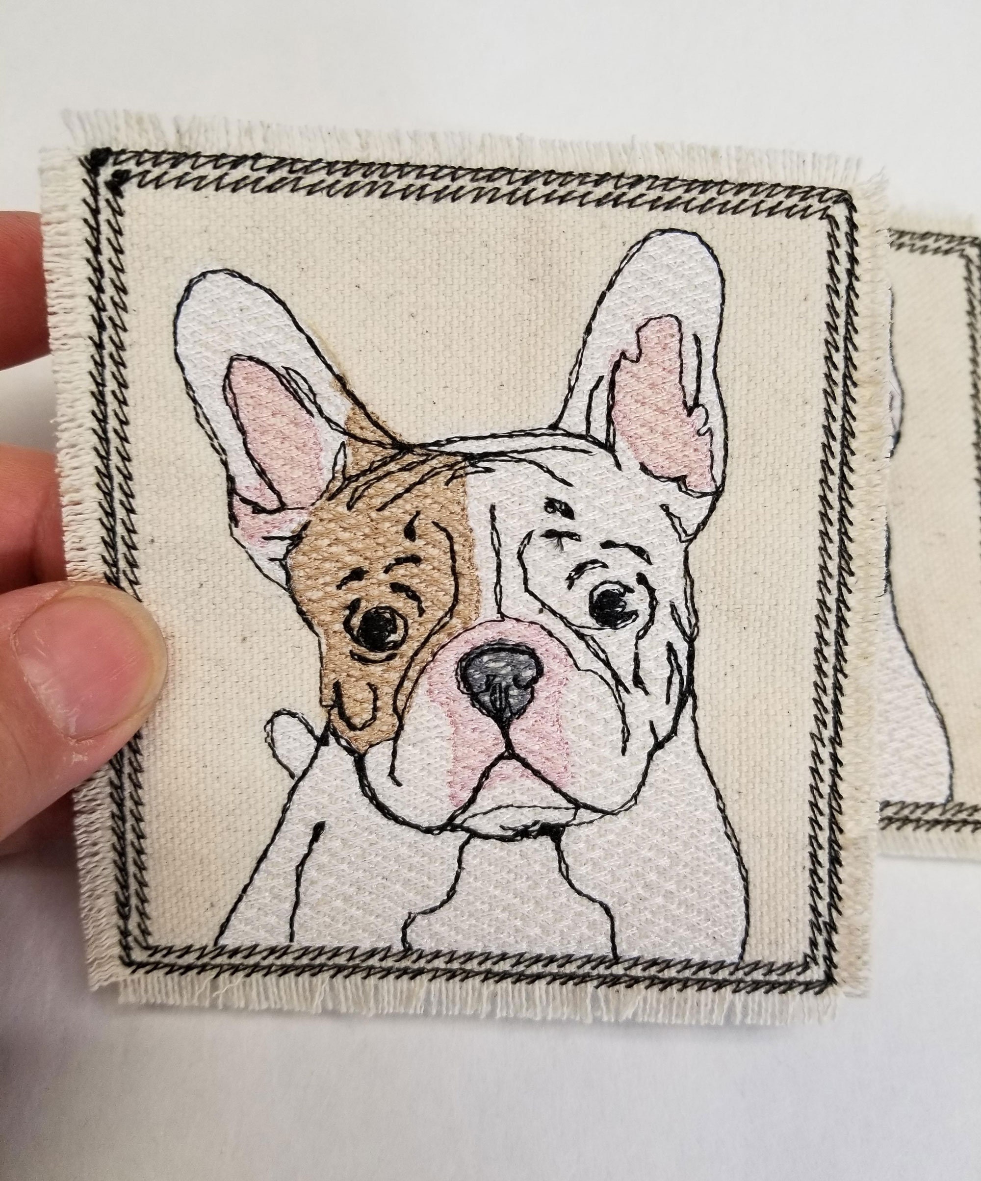 Frenchie - French Bulldog - Puppy Embroidered Patch Canvas Patch ...