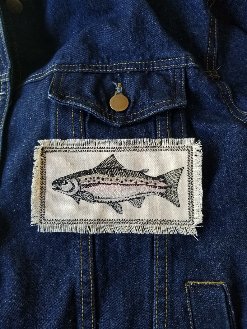 Rainbow Trout Embroidered Patch Canvas Patch Wildlife Patch - Etsy