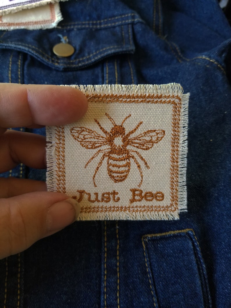 Just Bee Embroidered Patch Bee Canvas Patch Bee Patch | Etsy