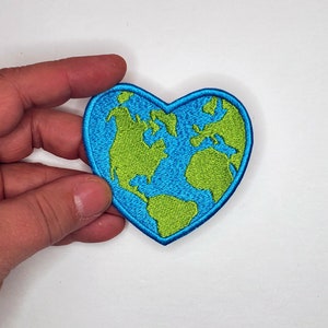Heart Shaped World Map Iron on Embroidered Patch - Patch for Your Jeans ...