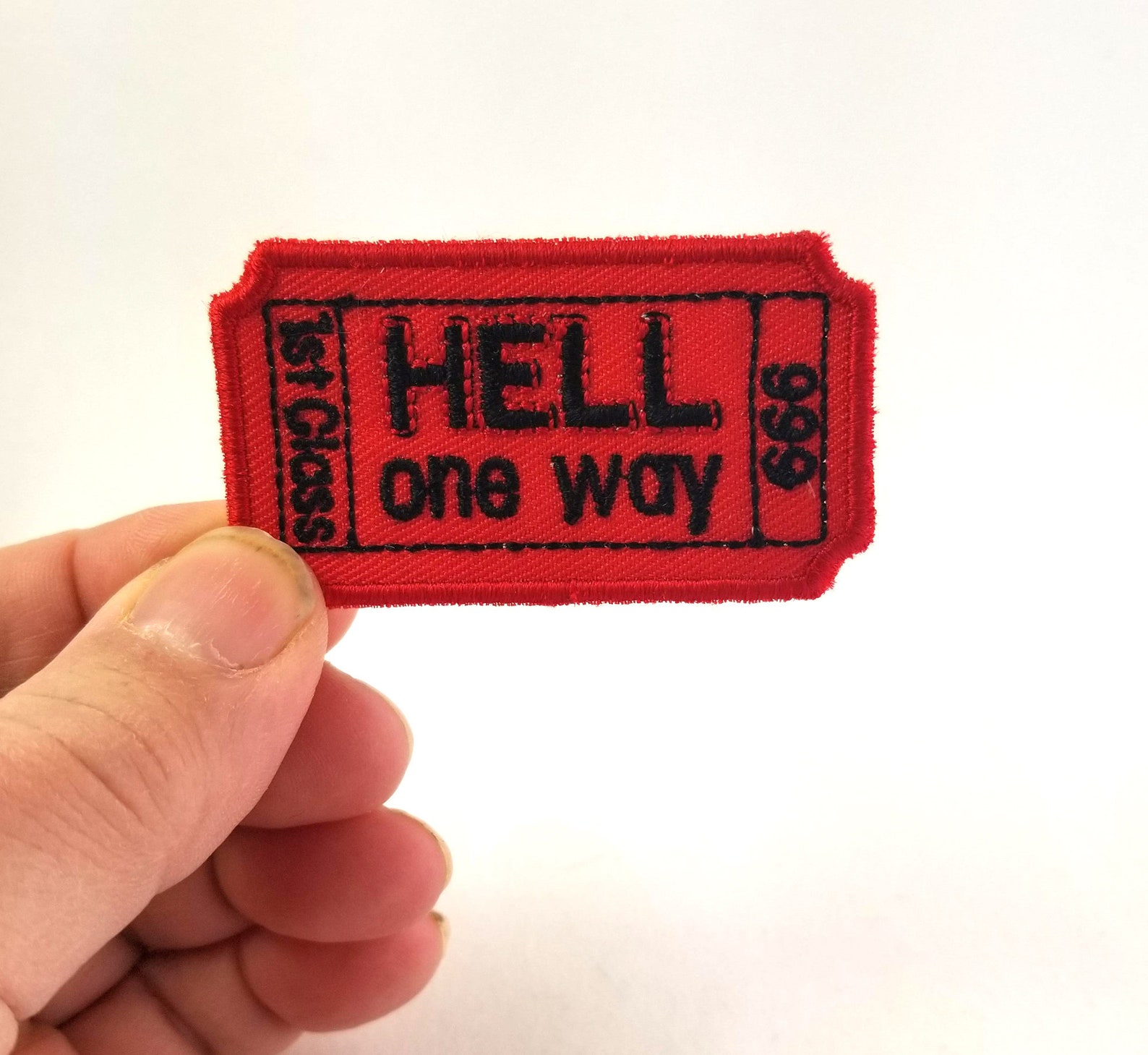 One Way Ticket to Hell- Backpack Patch - Iron on Patch - Upcycle - Etsy