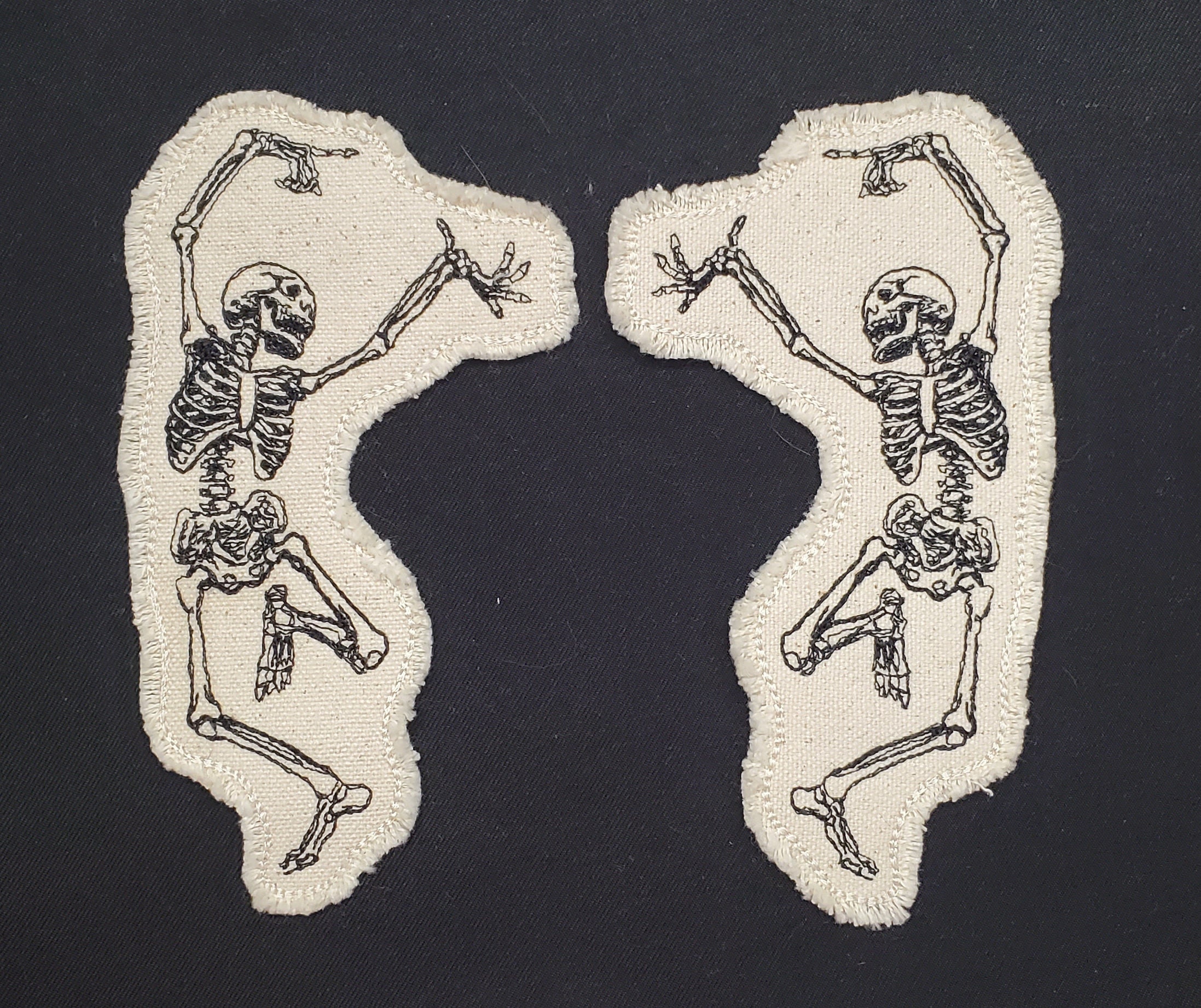 Dancing Skeleton Embroidered Patch Canvas Patch Hole in My - Etsy