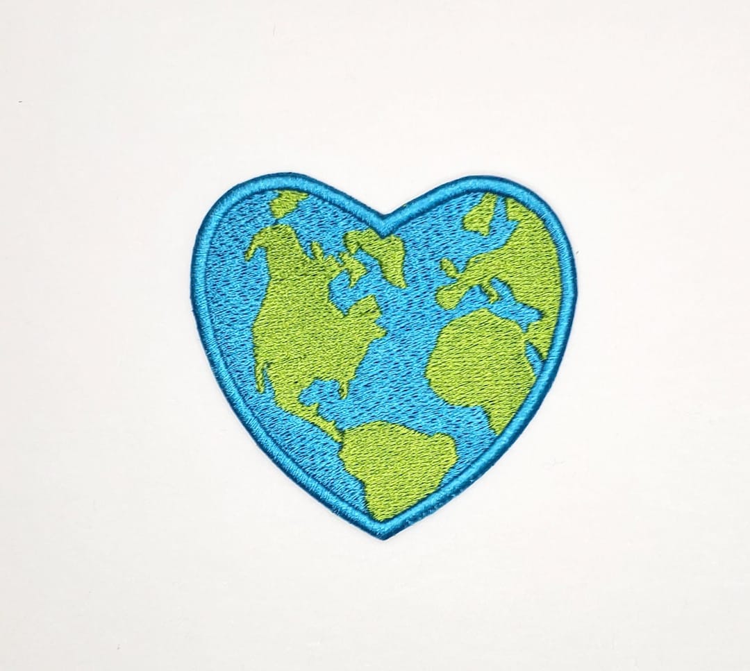 Heart Shaped World Map Iron on Embroidered Patch - Patch for Your Jeans ...