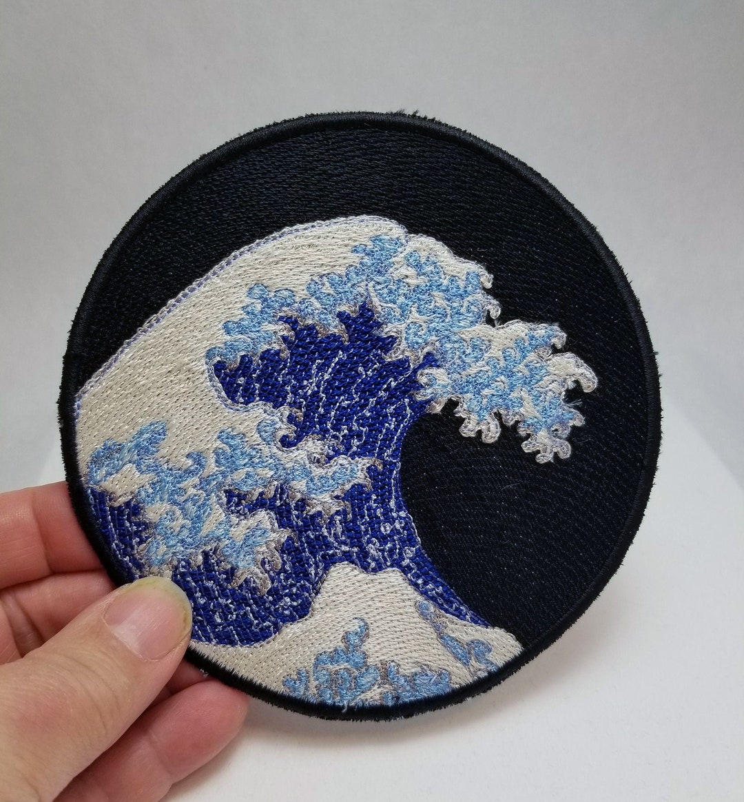 The Great Wave off Kanagawa Embroidered Patch - Back Patch Backpack ...