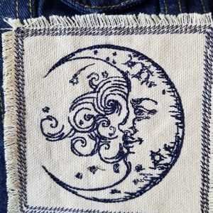 Moon Embroidered Patch Celestial Canvas Patch - Etsy