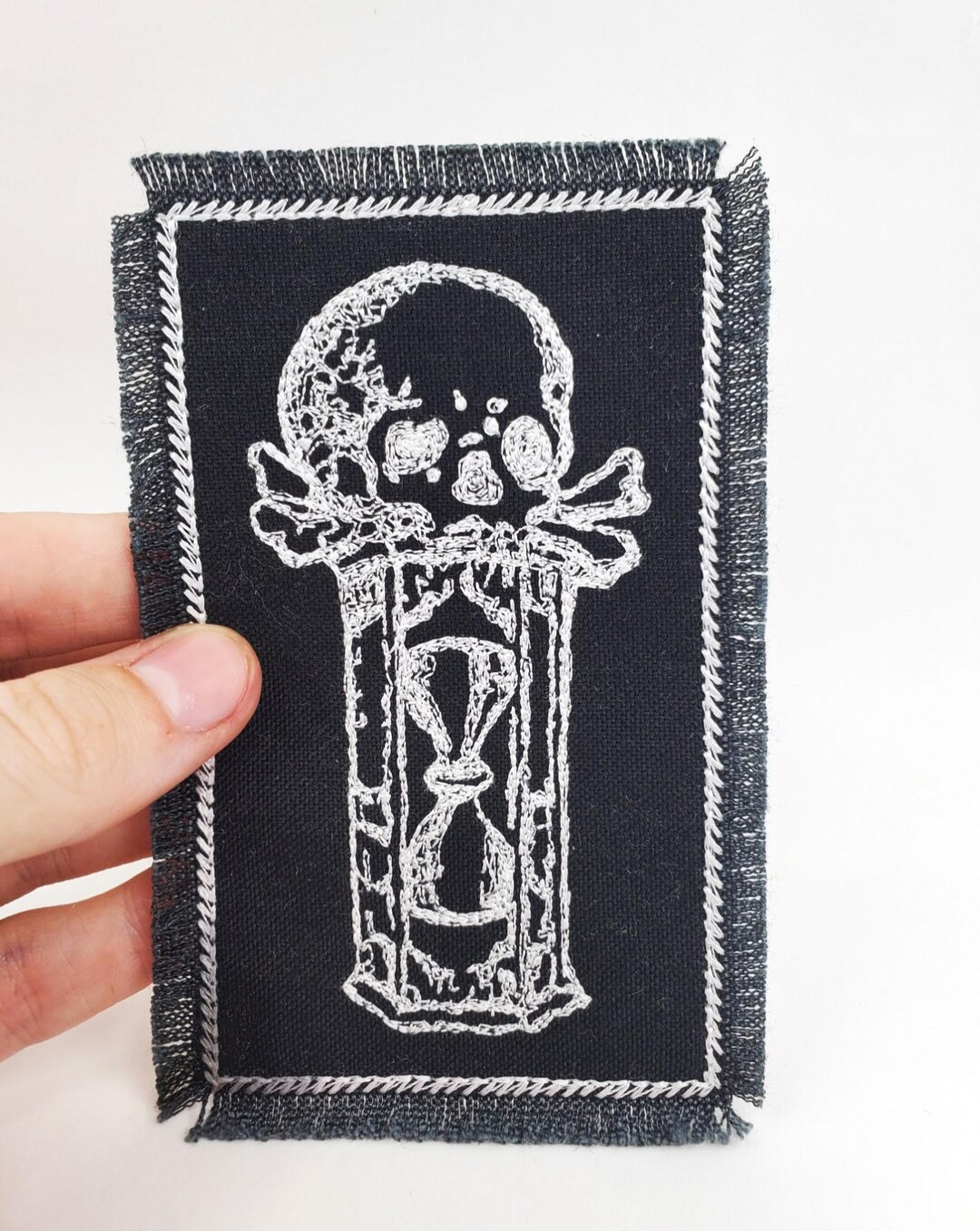 Skull With Hourglass Tombstone Patch - Cemetery - Backpack Patch ...