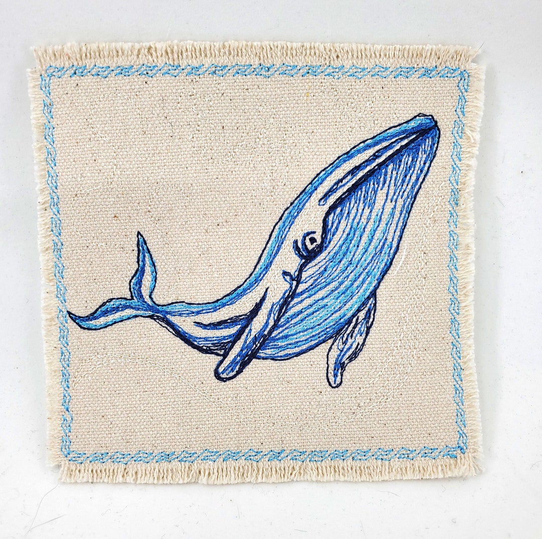Whale Embroidered Patch - Back Patch - Backpack Patch Embroidery - Sea ...