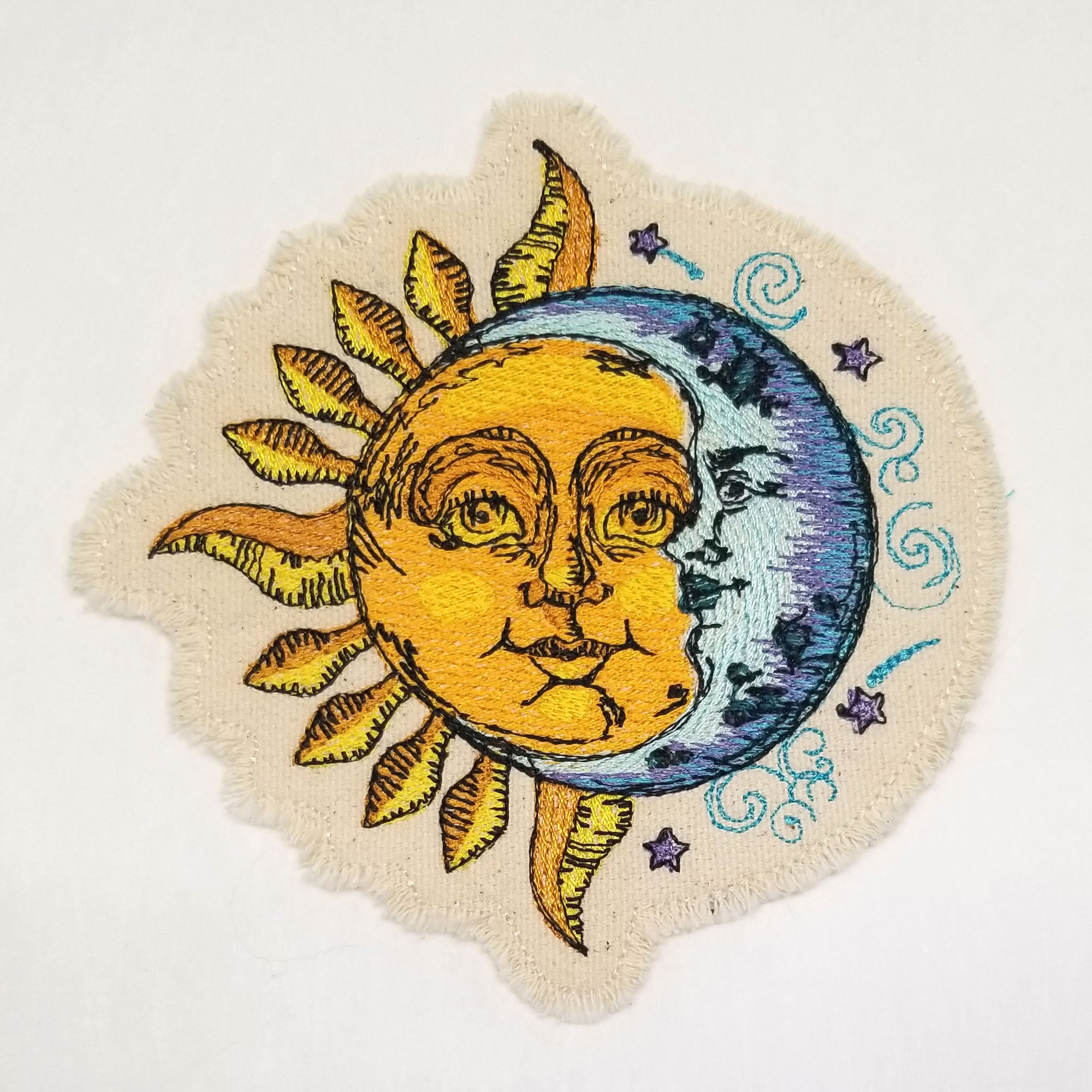 Colorful Sun and Moon Embroidered Patch Celestial Canvas Patch - Etsy