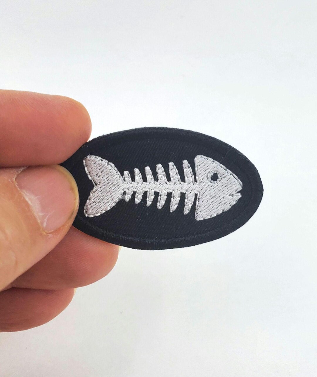 Small Fish Skeleton Iron on Patch Embroidered Patch Canvas Patch for ...