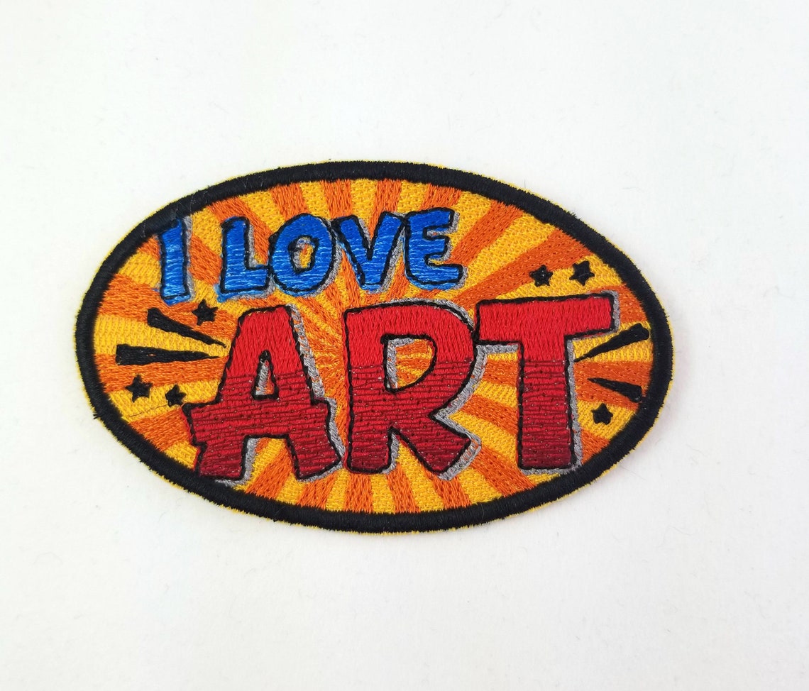 Pop Art - I Love Art Embroidered Patch - Backpack Patch - Iron on Patch ...