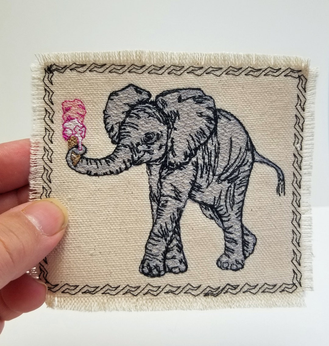 Baby Elephant Embroidered Patch Canvas Patch Jacket Backpack - Etsy