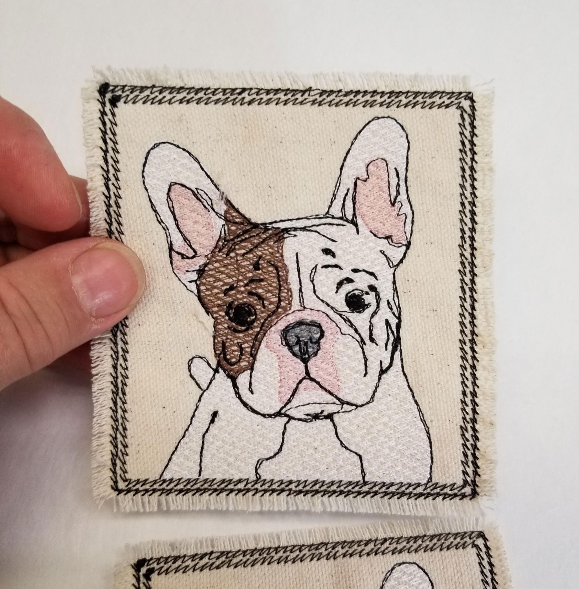 Frenchie - French Bulldog - Puppy Embroidered Patch Canvas Patch ...