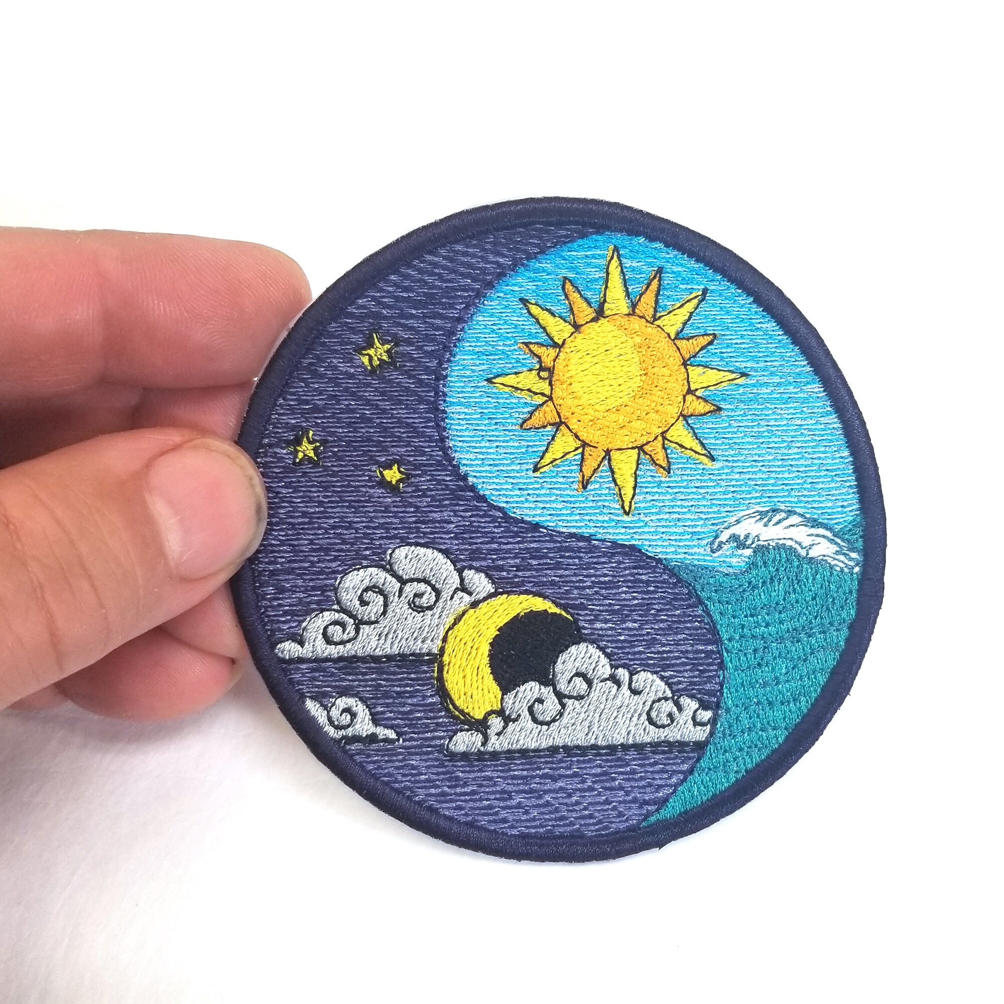 Yin and Yang Sun and Moon Embroidered Patch Celestial Canvas | Etsy