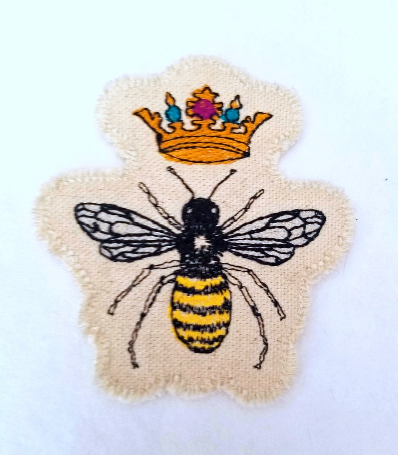 Queen Bee Embroidered Patch Bee Canvas Patch Bee Patch - Etsy