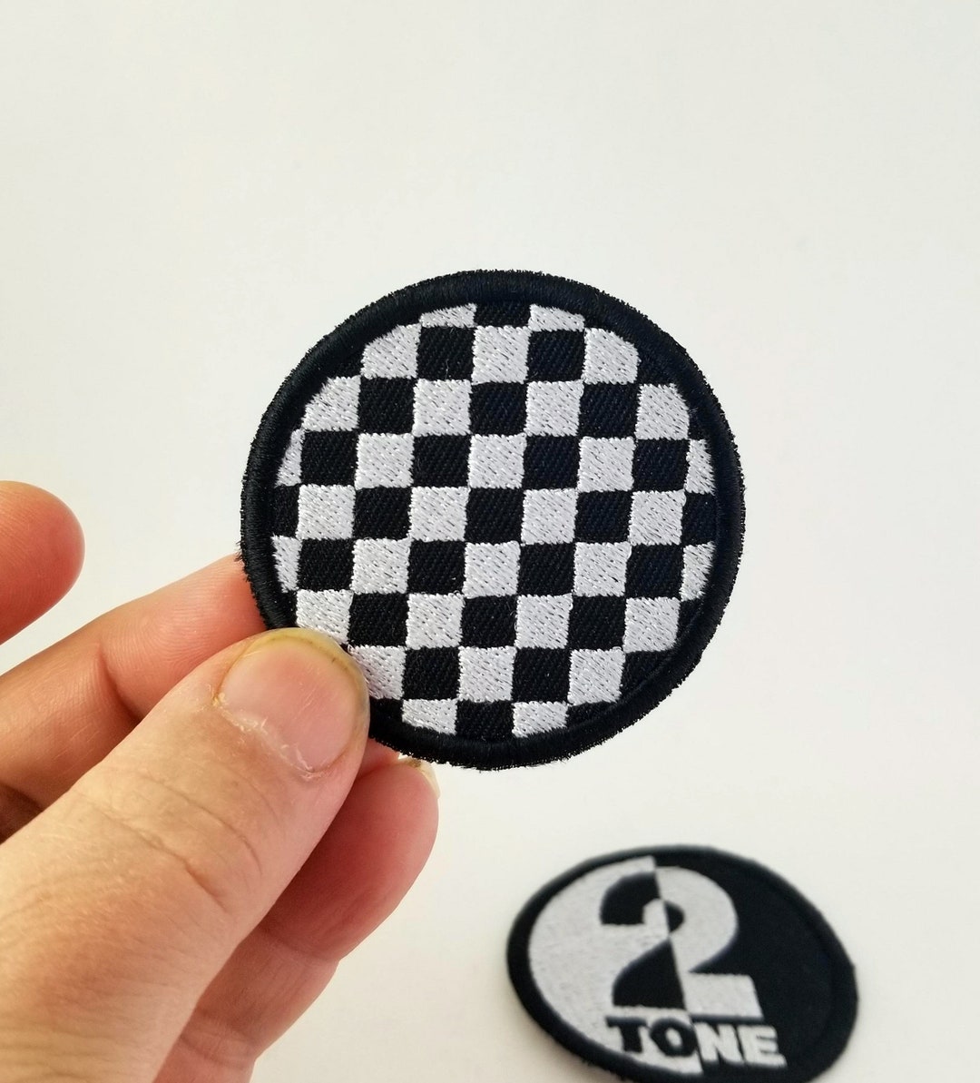 Checkboard Embroidered Patch - Backpack Patch - Iron on Patch - Upcycle ...