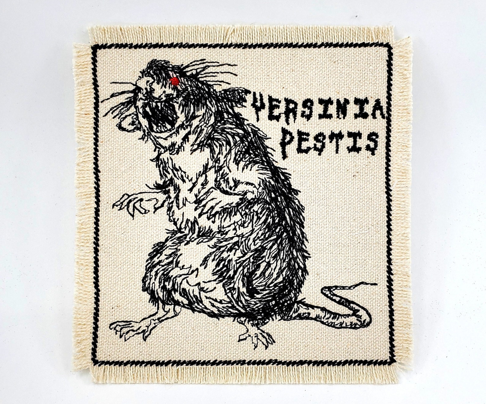 Rat Embroidered Patch Canvas Patch - the Plague - Rat Patch - Creepy ...