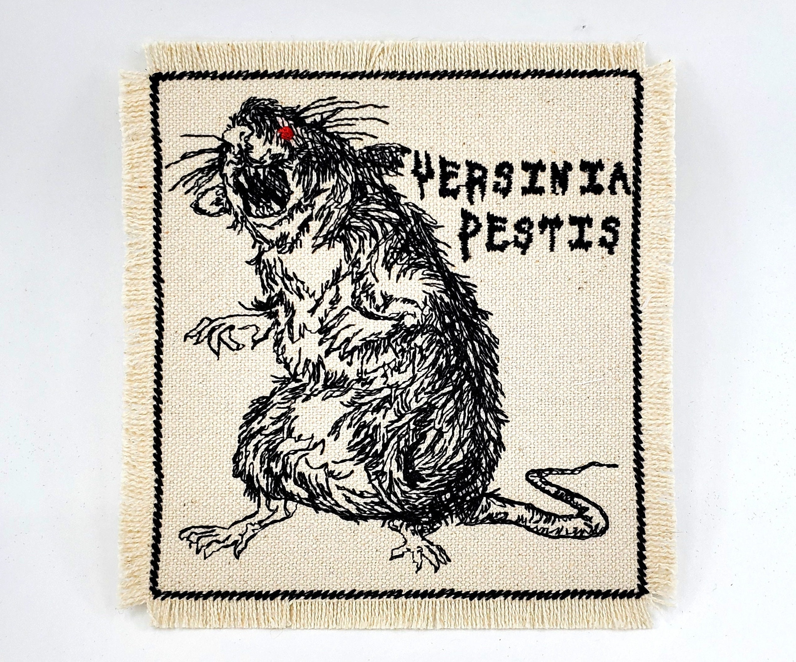 Rat Embroidered Patch Canvas Patch - the Plague - Rat Patch - Creepy ...