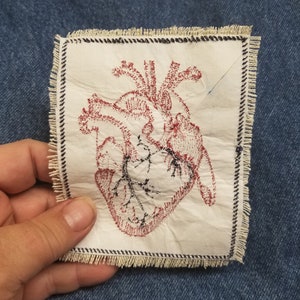 Anatomical Heart Embroidered Patch Canvas Patch - Vintage Style - Etsy