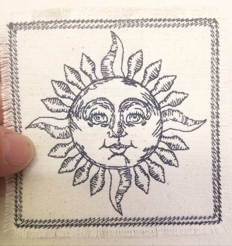 Sun Embroidered Patch Celestial Canvas Patch | Etsy