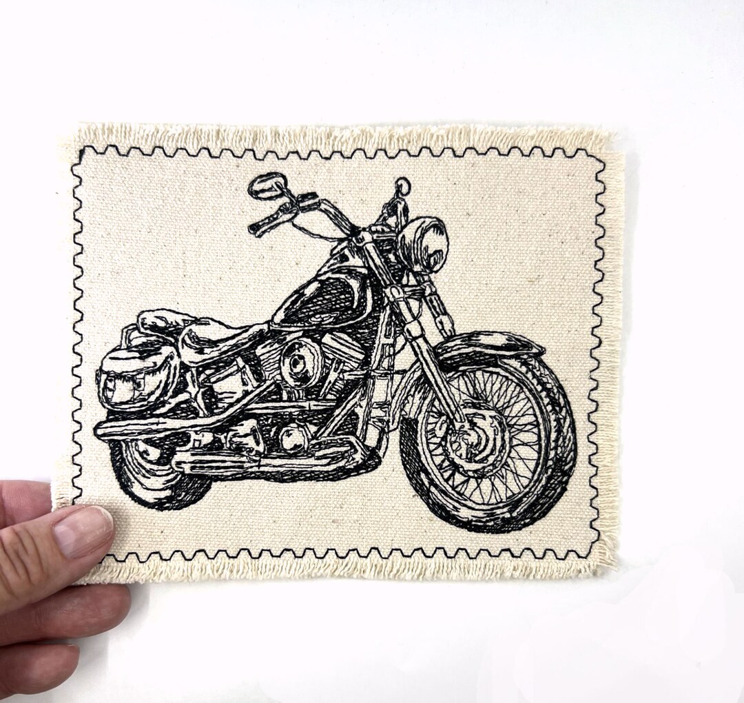 Motorcycle Embroidered Patch Canvas Patch - Add a Patch to Your Jean or ...